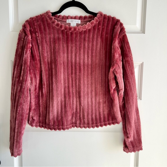 Planet Gold | Sweaters | Planet Gold Faux Fur Long Sleeve Crop Sweater ...
